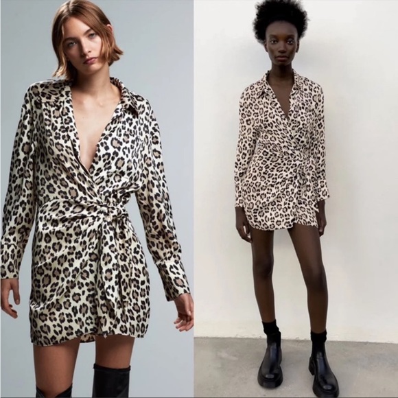 Zara | Dresses | Zara Leopard Print Wrap Dress Small | Poshmark